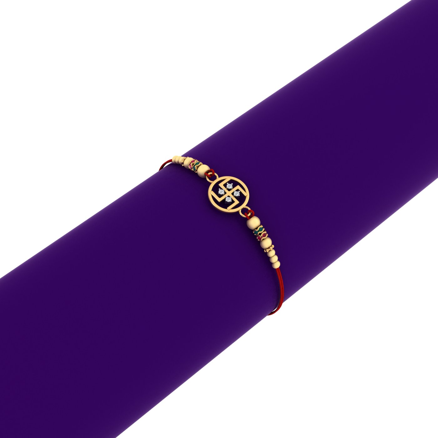 Buy Round Swastik Gold Rakhi Online